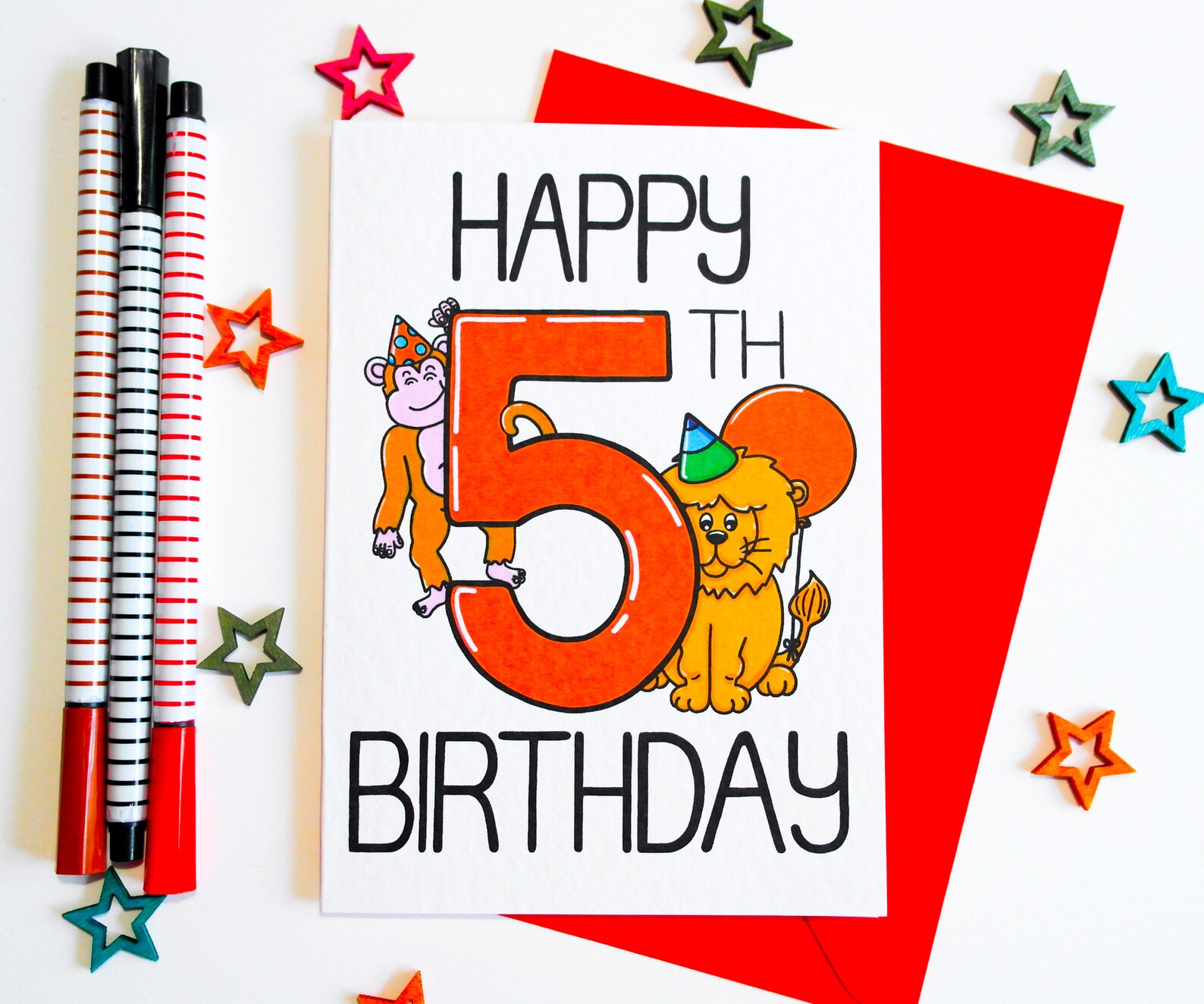 Happy 5th Birthday Card for Five Year Old Child 5yo Birthday - Etsy