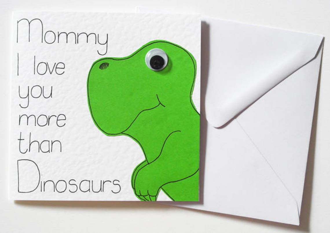 Dino Mother's Day Card Mom Birthday Card Mommy I Love - Etsy