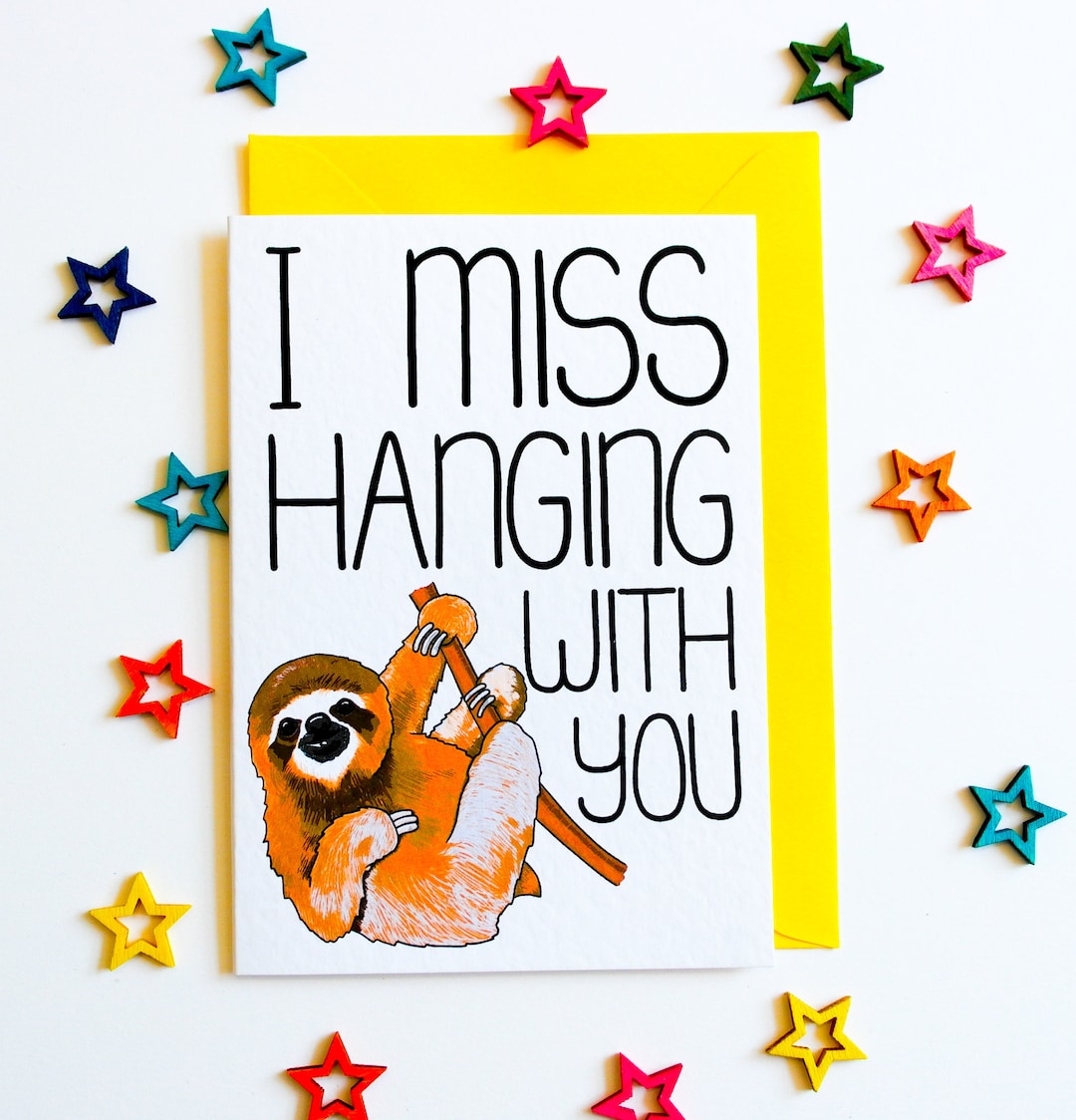 I Miss Hanging With You Sloth Card, Missing You, Thinking of You Card ...