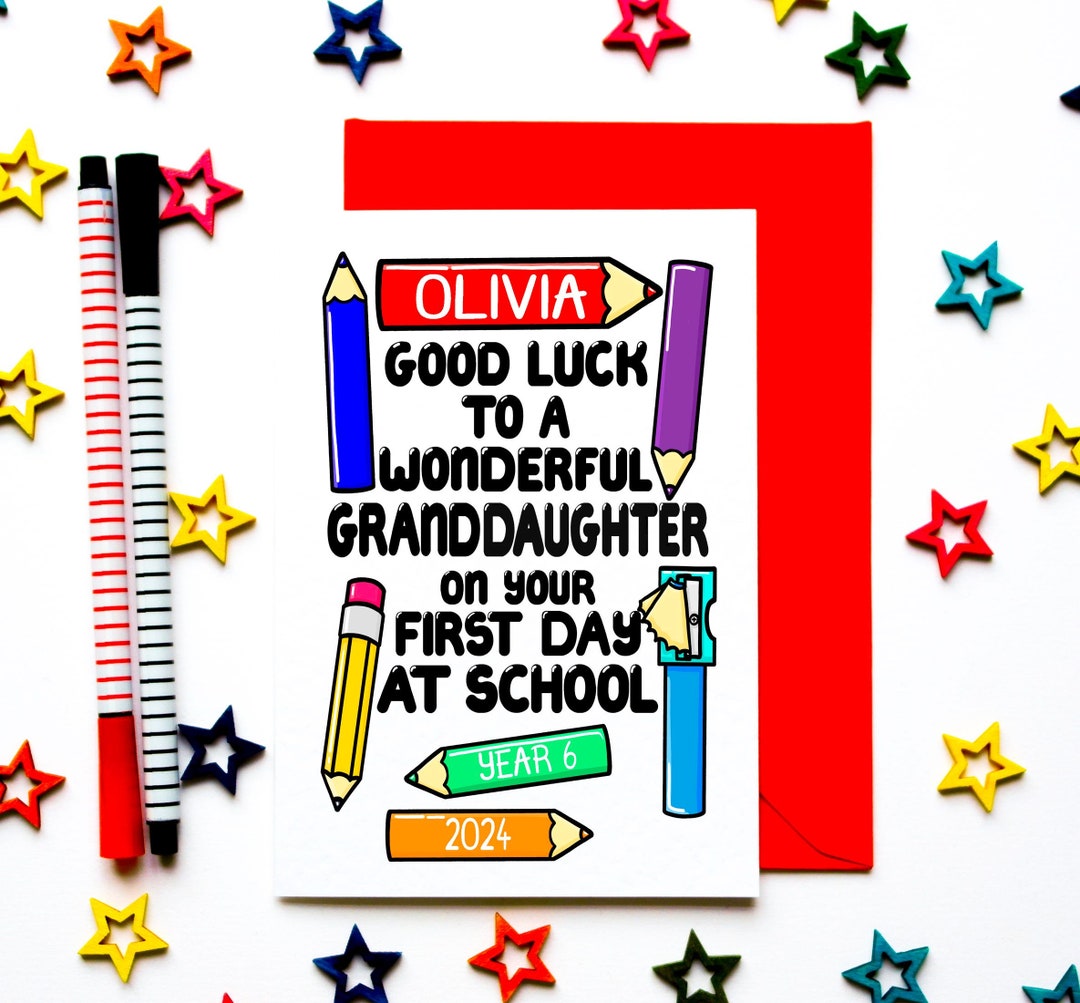 Personalised First Day of School Card for Granddaughter, First Day ...