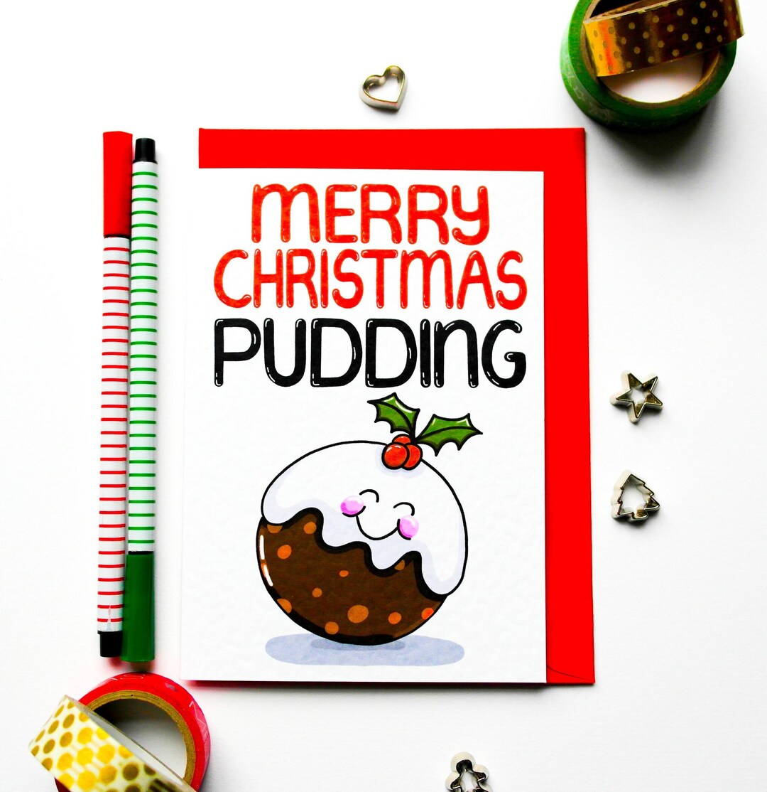 Christmas Pudding Christmas Card Cute Christmas Card for - Etsy