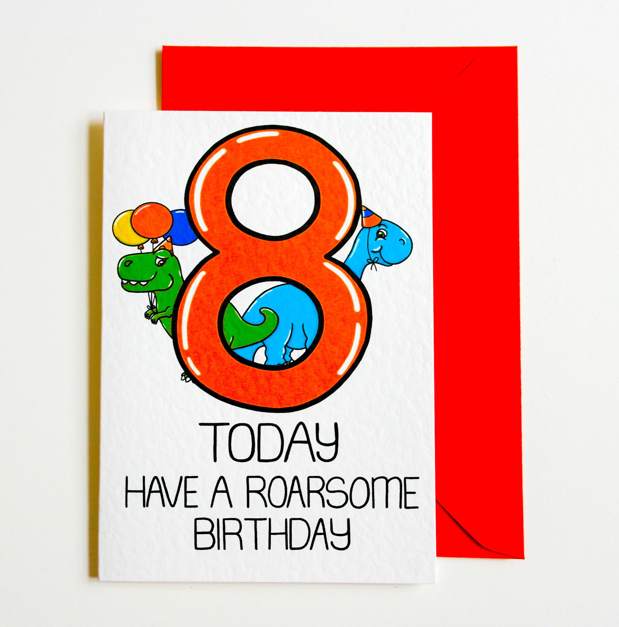 8th Birthday Card 8 Today Have A Roarsome Birthday Age Boys | Etsy