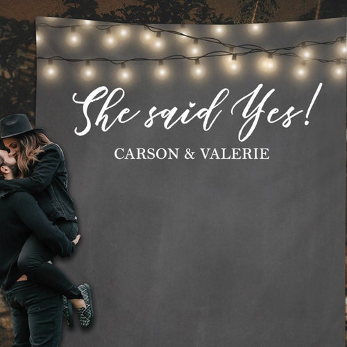 Engagement Party Photo Booth Backdrop She Said YES Black and - Etsy