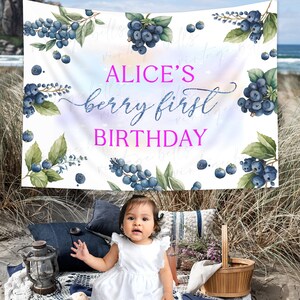 Berry First Birthday Backdrop, Blueberry Birthday Theme Party ...