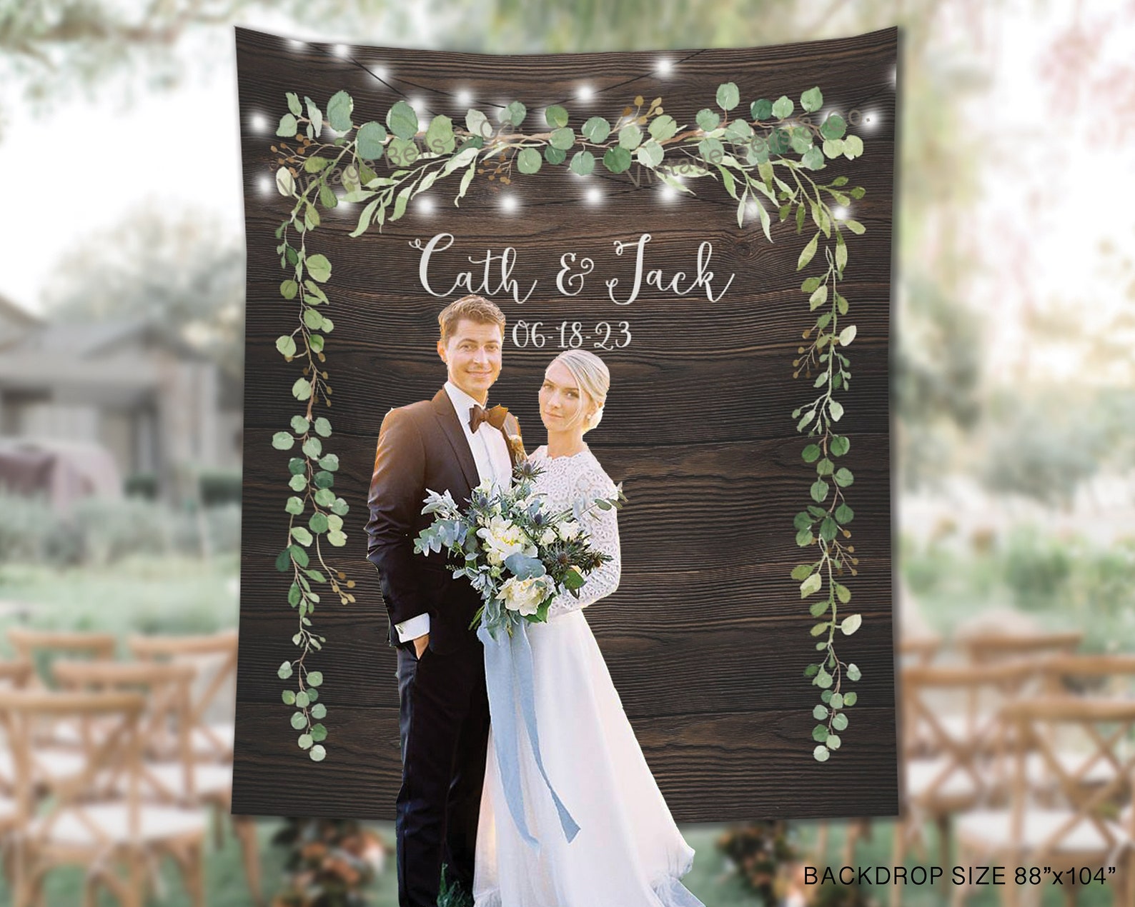 Wedding Backdrop, Rustic Wood Botanical Wedding Background, Wedding ...