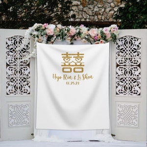 Chinese Wedding Backdrop, Gold Glitters Double Happiness Wedding ...