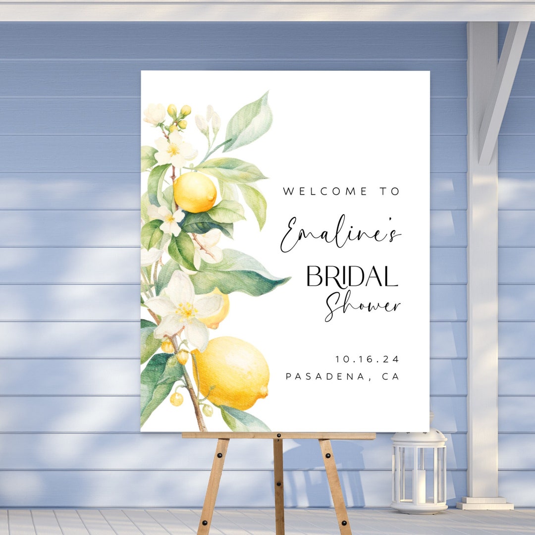 PRINTED Lemon Citrus Bridal Shower Welcome Sign, Main Squeeze Birthday ...