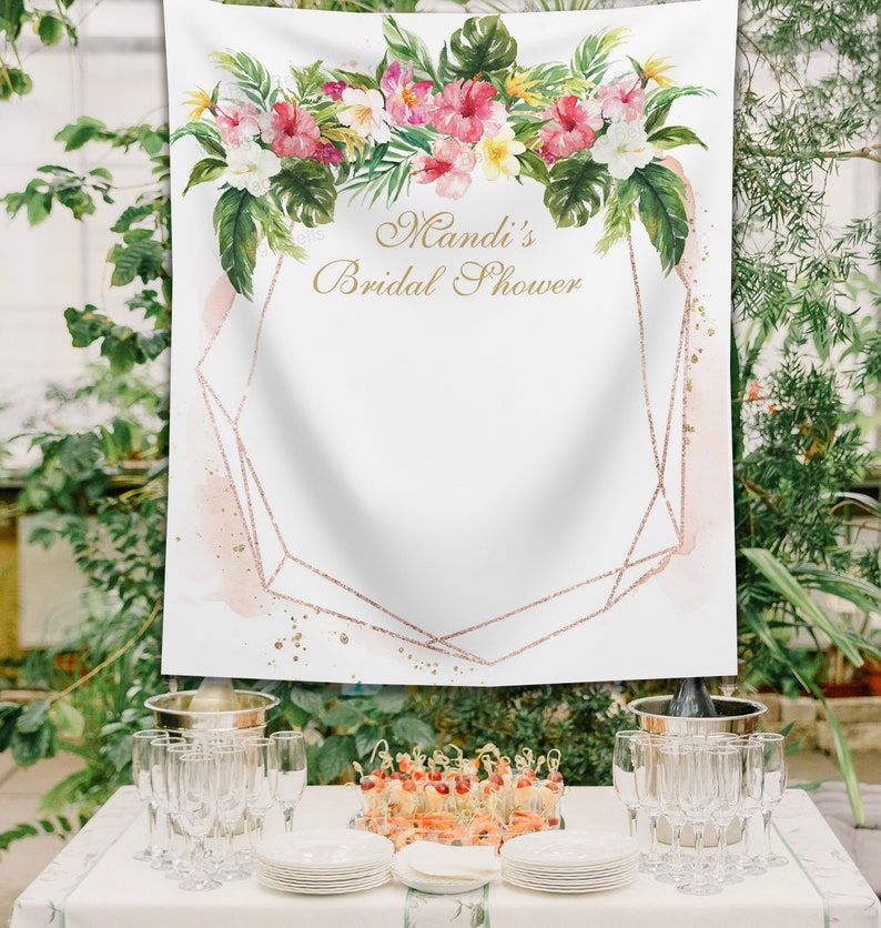 Tropical Bridal Shower Backdrop Summer Palm Leaf Photo Etsy