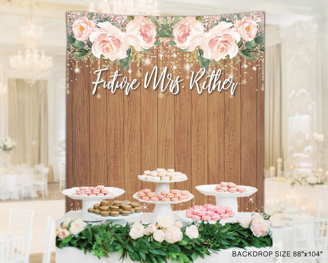 Bridal Shower Photo Backdrop Glitters Blush Floral - Etsy