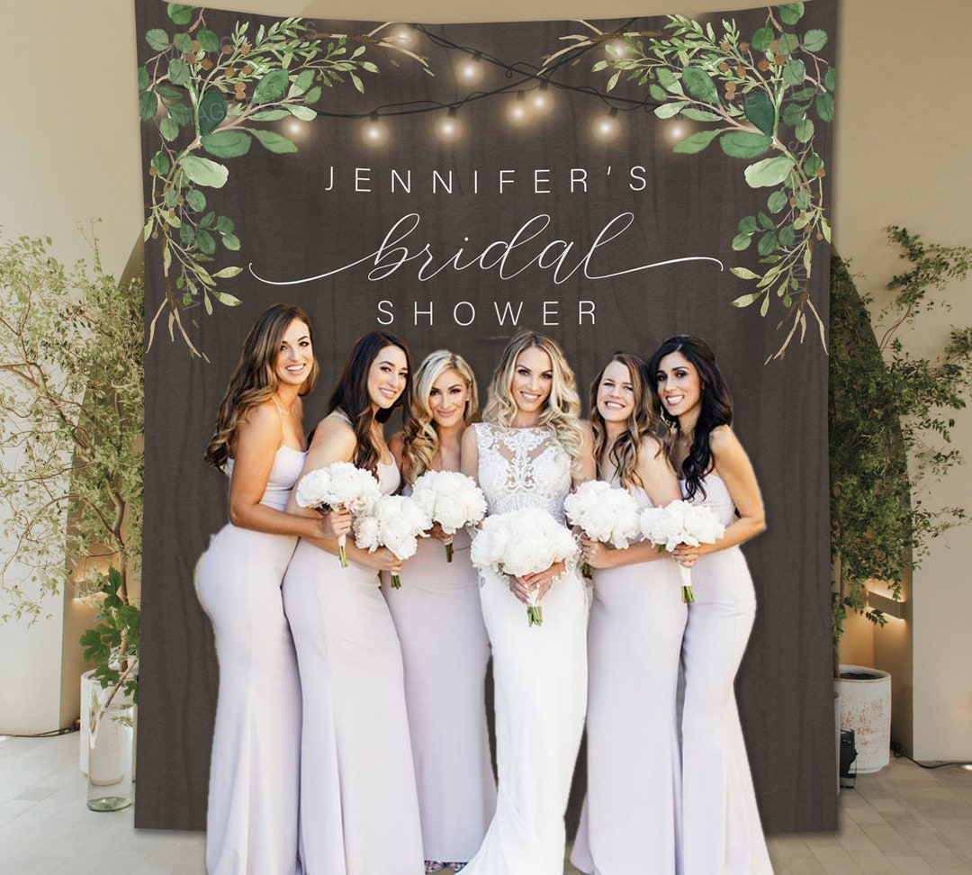 Rustic Bridal Shower Backdrop, Custom Botanical Bridal Shower Banner ...