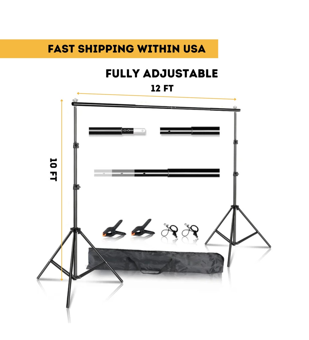 12 Ft X 10 Ft Adjustable Indoor Party Backdrop, Photo Backdrop Stand ...