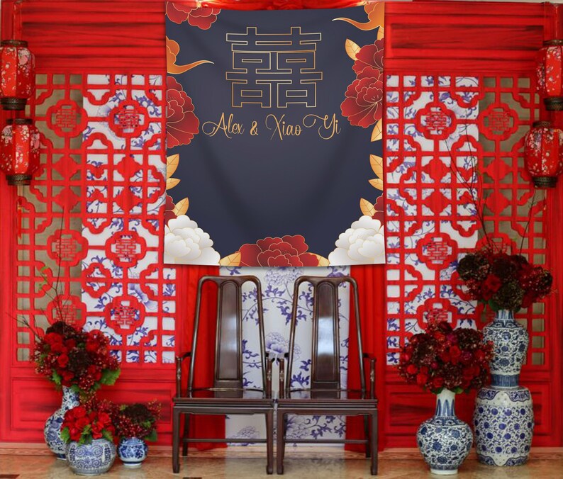 Chinese Wedding Backdrop Double Happiness Wedding - Etsy