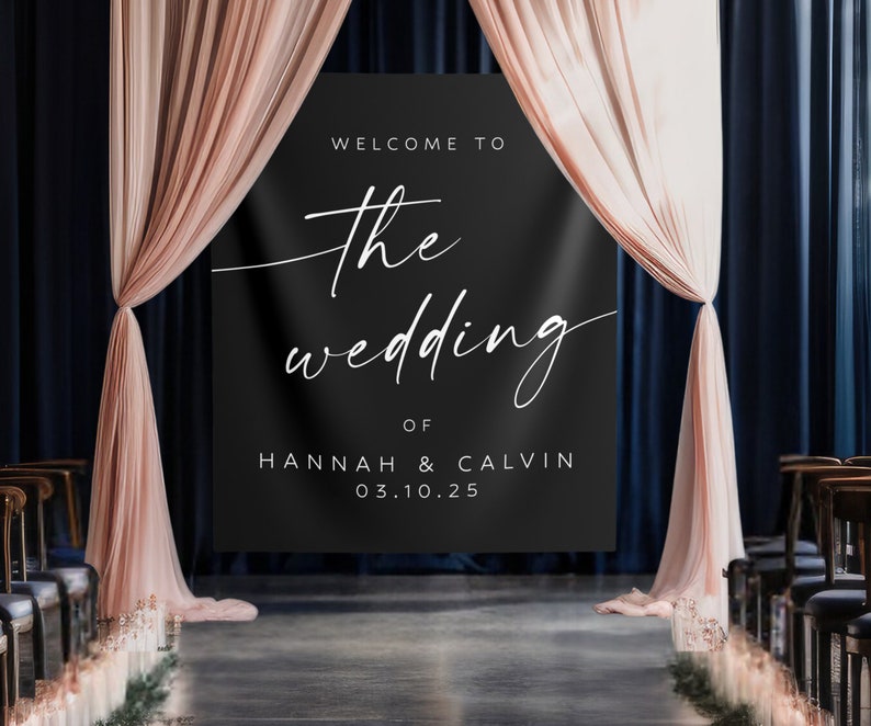 Elegant Wedding Welcome Backdrop Photo Decor, Custom Minimalist Wedding ...