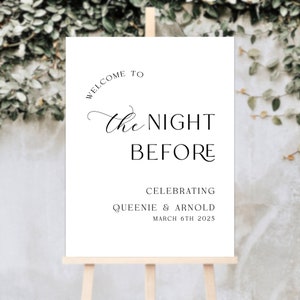 PRINTED Wedding Rehearsal Welcome Sign, Elegant the Night Before Sign ...