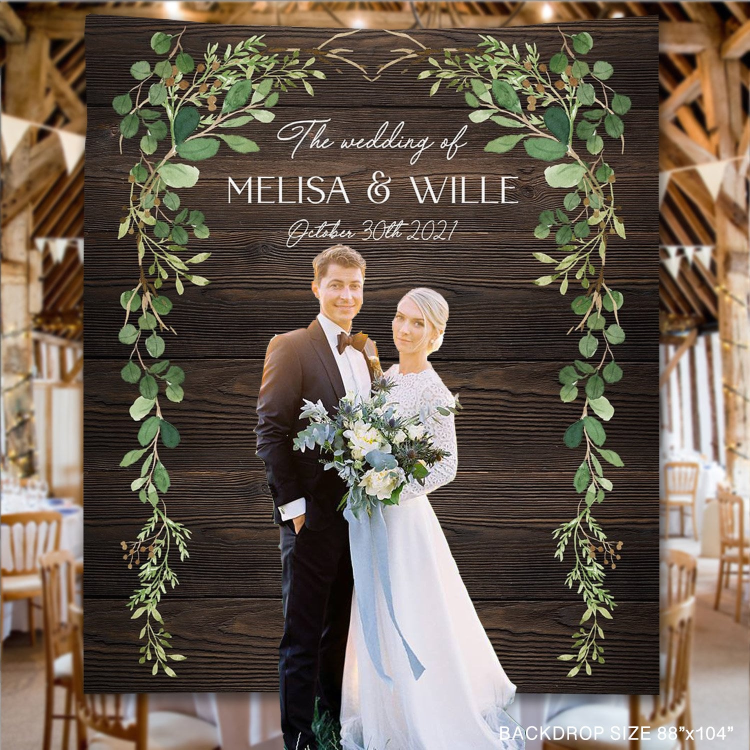 Wedding Backdrop Rustic Wood Botanical Wedding Banner | Etsy