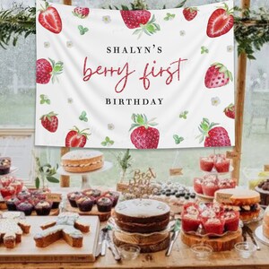 Berry First Birthday Backdrop, Strawberry Birthday Theme Party ...