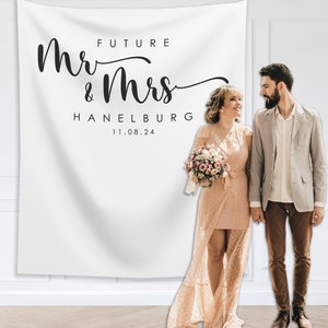 Engagement Backdrop, Future Mr and Mrs Banner, Elegant Script ...
