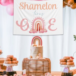 One Year Old Birthday Backdrop, Rainbow 1st Birthday Backdrop, First ...