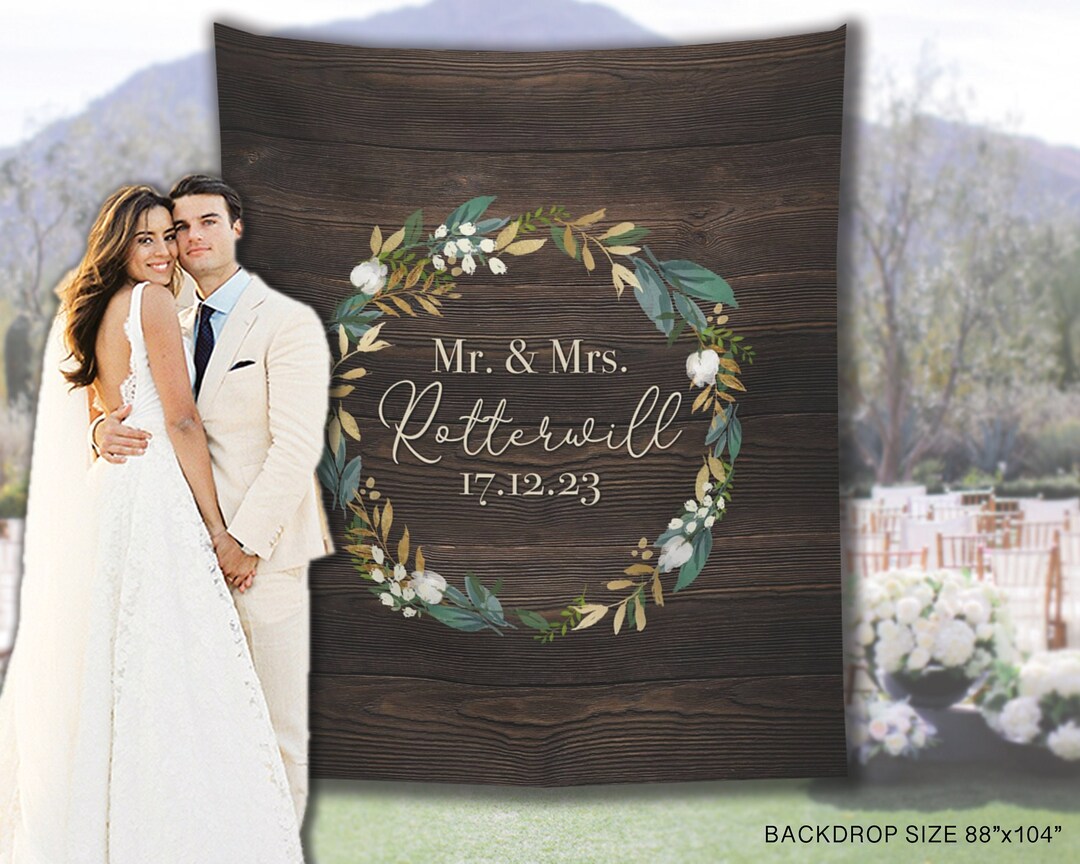 Botanical Wreath Wedding Backdrop Rustic Greenery Photo Booth - Etsy