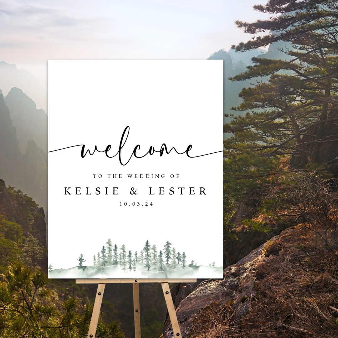 Printed National Park Wedding Welcome Sign, Woodland Wedding Welcome ...