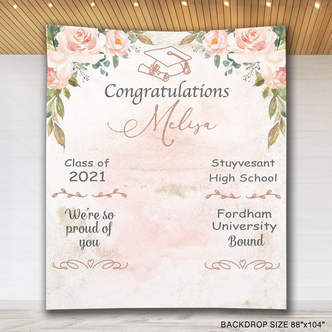 Floral Graduation Party Backdrop Photo Booth Background Girl | Etsy