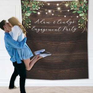 Rustic Engagement Photo Backdrop, We're Engaged Banner, Engagement ...