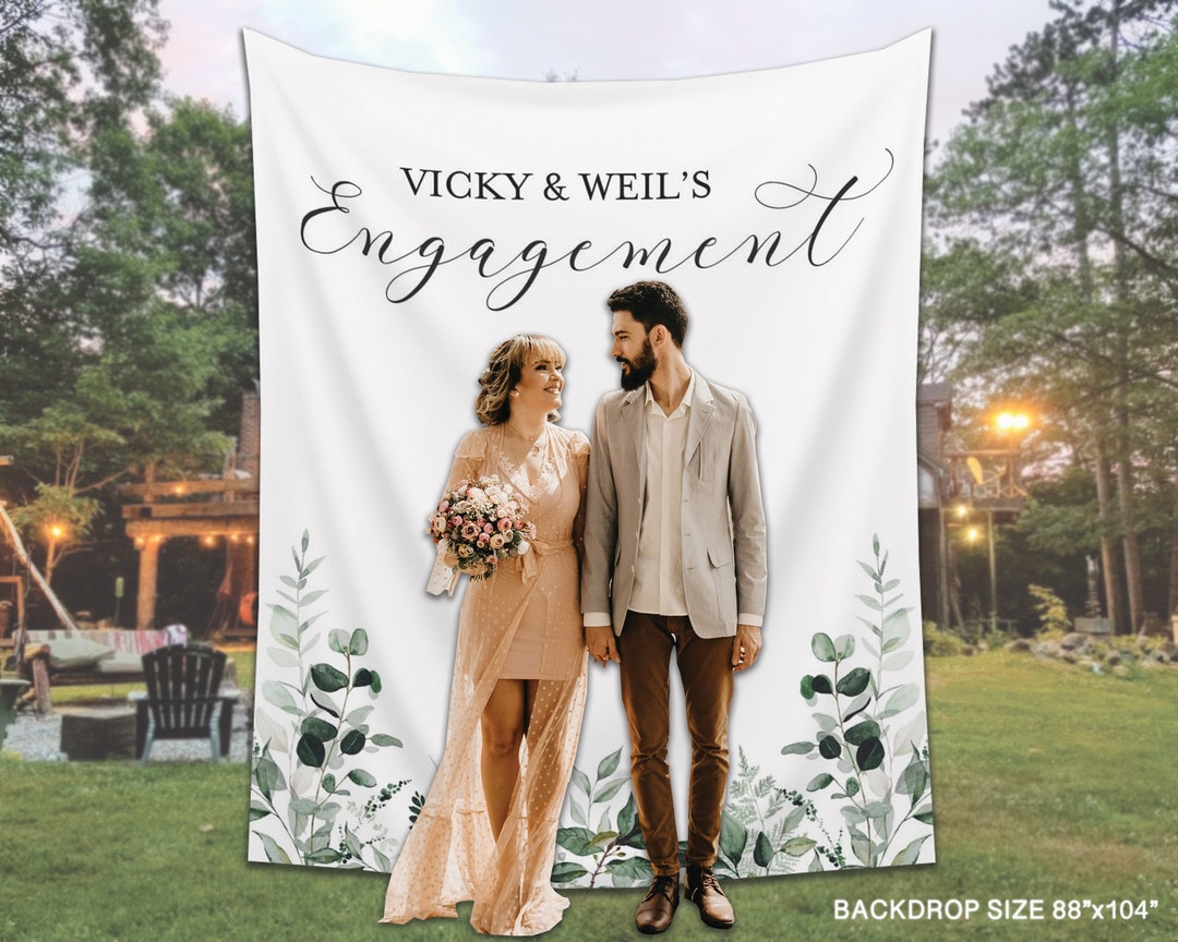 Engagement Party Backdrop, Leafy Engagement Party Decoration, We're ...