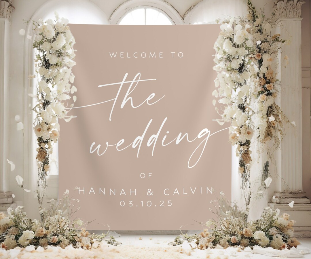 Elegant Wedding Welcome Backdrop Photo Decor, Custom Minimalist Wedding ...