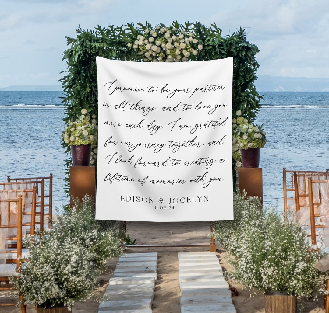 Custom Wedding Vows Backdrop, Wedding Vows Bed Spread, Wedding Vows ...