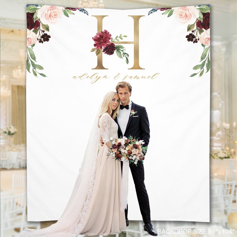 Wedding Backdrop Burgundy Blush Roses Reception Backdrop | Etsy