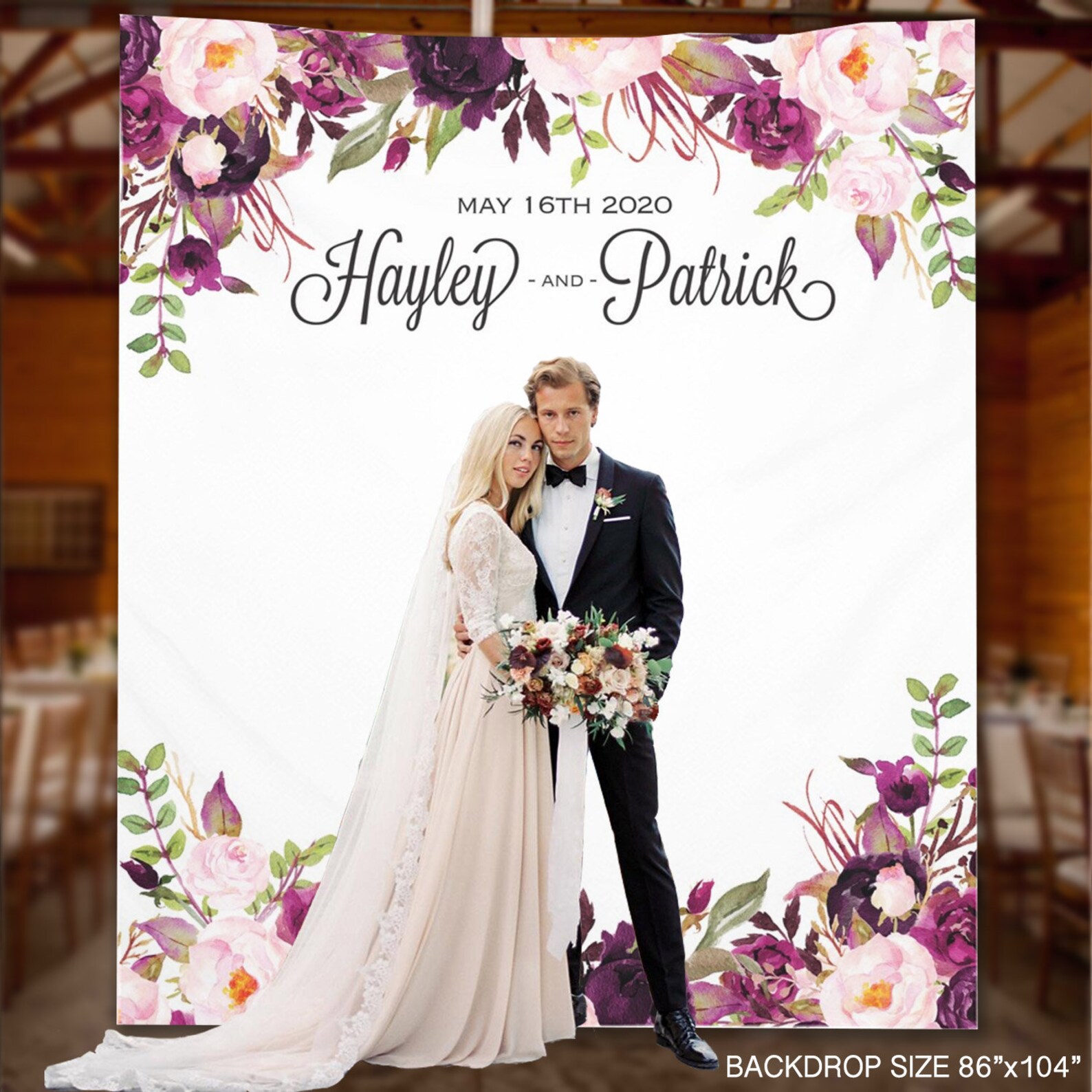 Wedding Backdrop Purple Floral Custom Wedding Backdrop Photo - Etsy