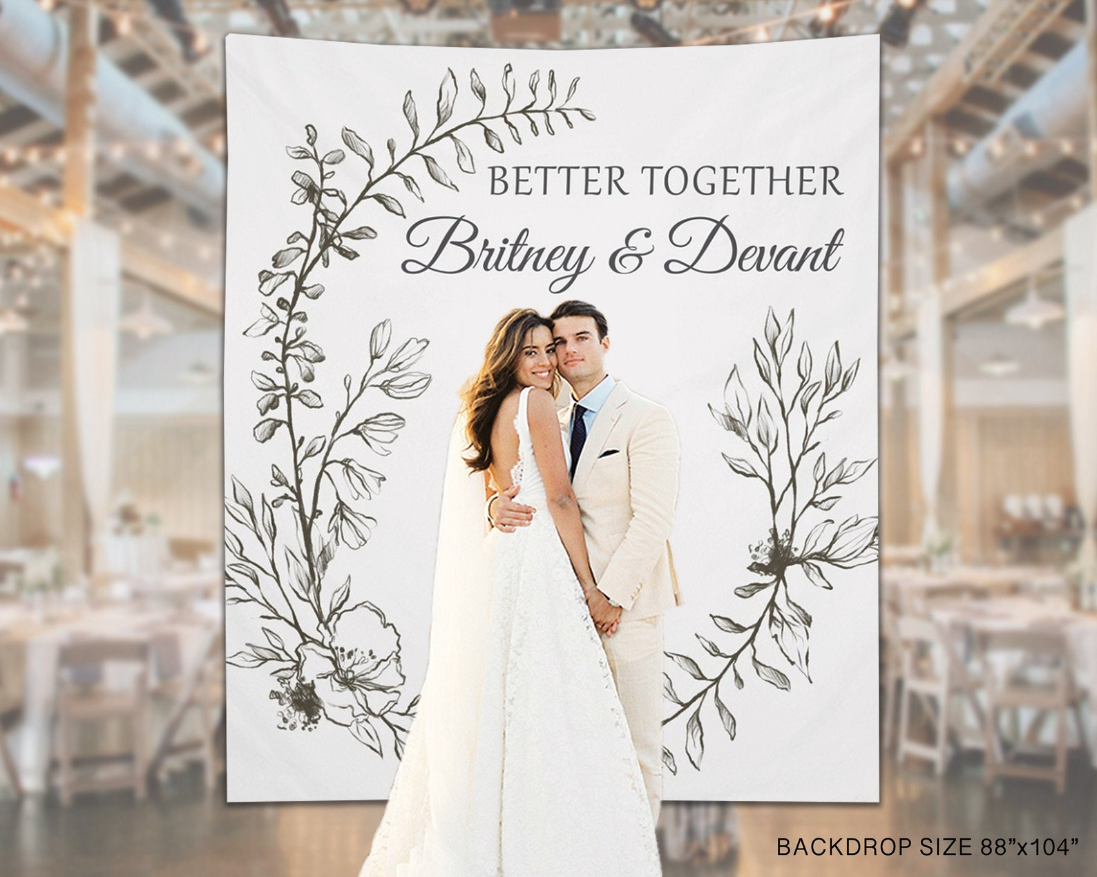 Wedding Photo Backdrop, Rustic Wedding Banner, Custom Wedding Ceremony ...
