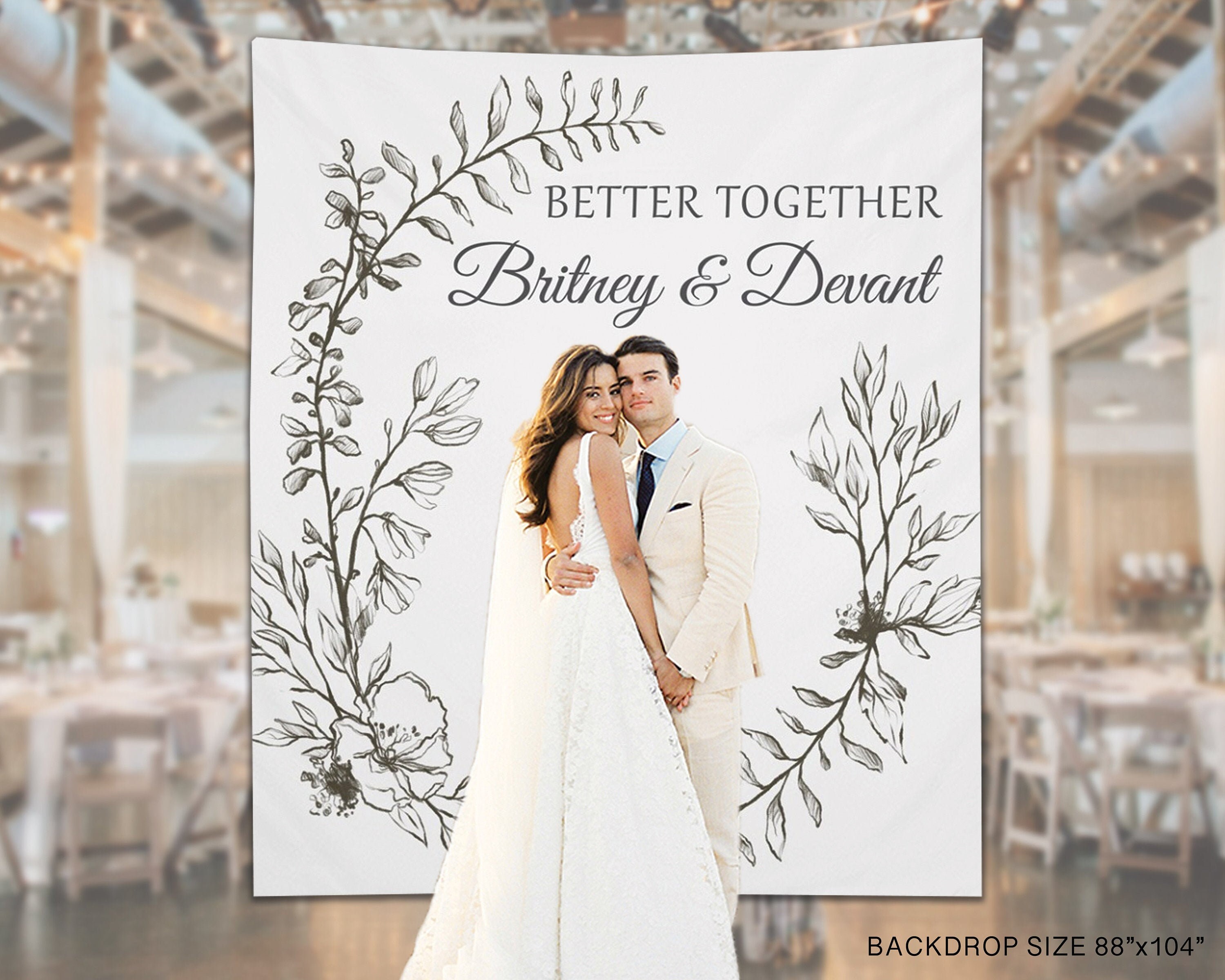 Wedding Photo Backdrop, Rustic Wedding Banner, Custom Wedding Ceremony ...