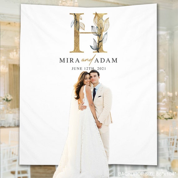 Wedding Backdrop Elegant Gold Monogram Wedding Banner Photo | Etsy