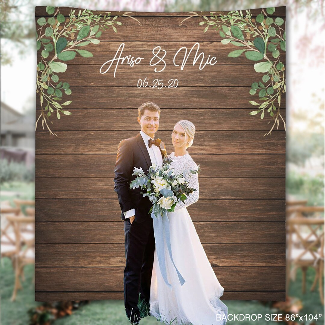 Backdrop Wedding, Rustic Wood Botanical Wedding Banner, Engagement ...