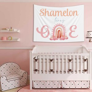One Year Old Birthday Backdrop, Rainbow 1st Birthday Backdrop, First ...