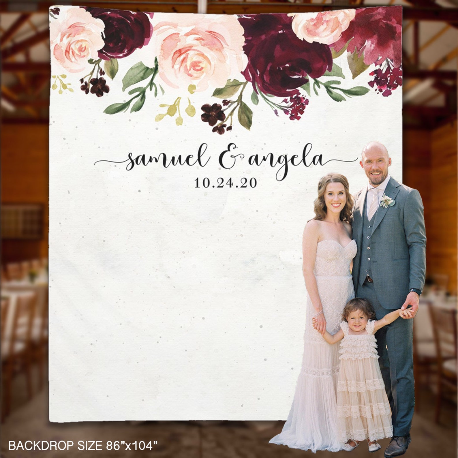 Wedding Backdrop for Reception Maroon Blush Flowers Banner - Etsy