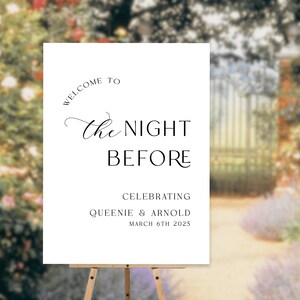 PRINTED Wedding Rehearsal Welcome Sign, Elegant the Night Before Sign ...