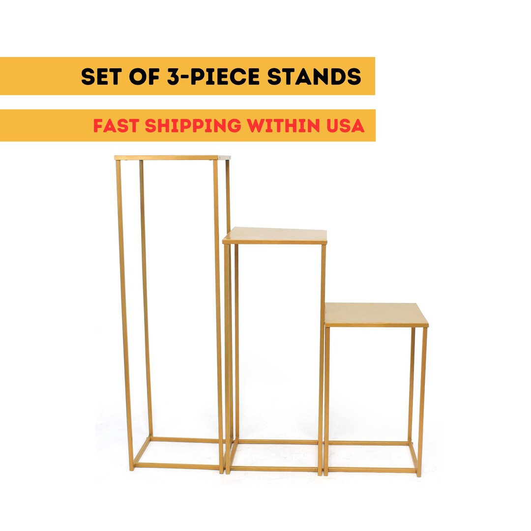 Set of 3 Gold Flower Holder Table Stands, Wedding Props Party ...