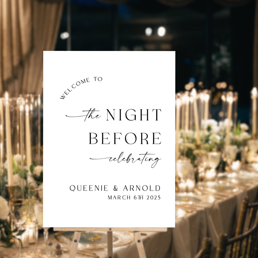 PRINTED the Night Before Sign, Rehearsal Dinner Sign, Rehearsal Dinner ...