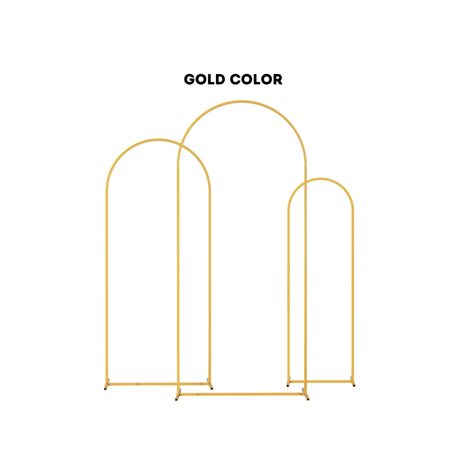 3 Pcs White Metal Arch Backdrop Stand Floral Display Gold Frame Metal ...