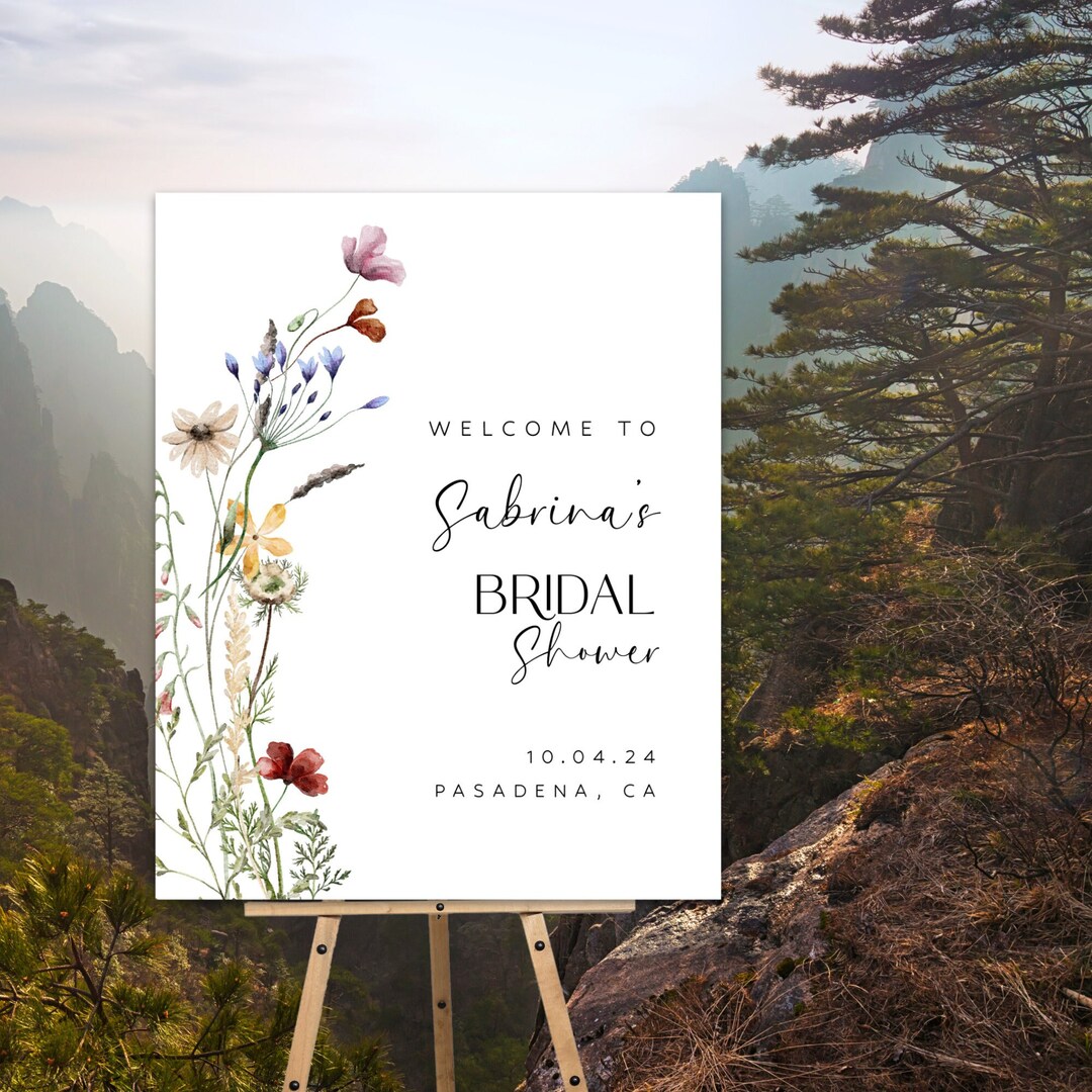 Printed Wildflower Bridal Shower Welcome Sign, Floral Bridal Shower ...