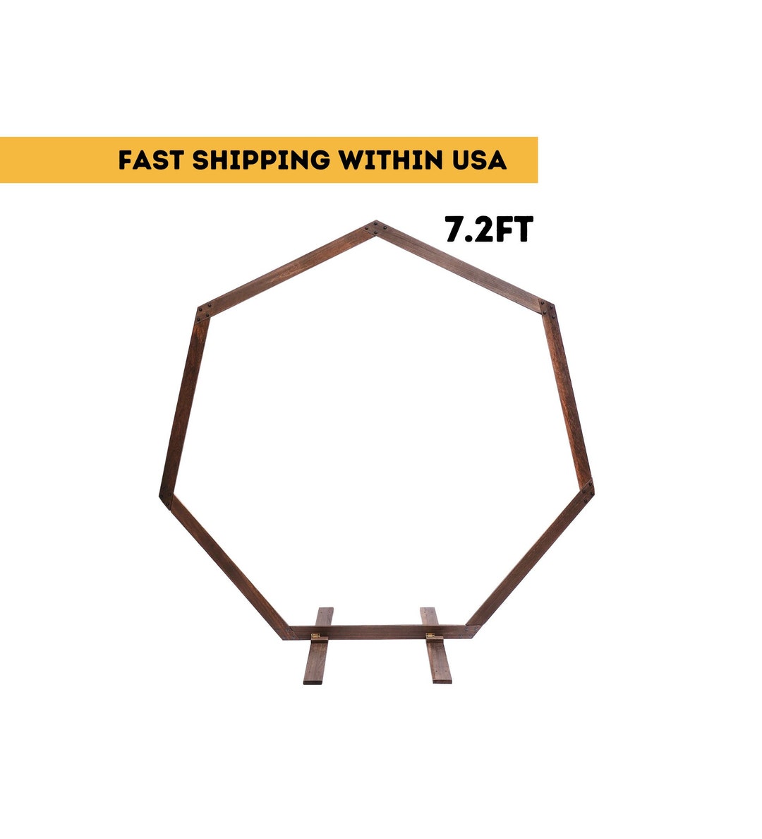 7.2FT Wooden Heptagonal Arch Wedding Garden Arbor, Rustic Backdrop ...