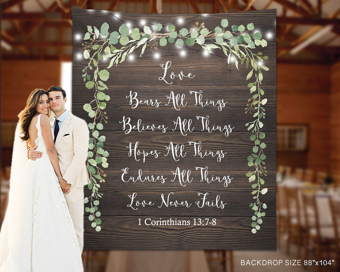 Wedding Backdrop, Rustic Botanical Green Wedding Anniversary Backdrop ...