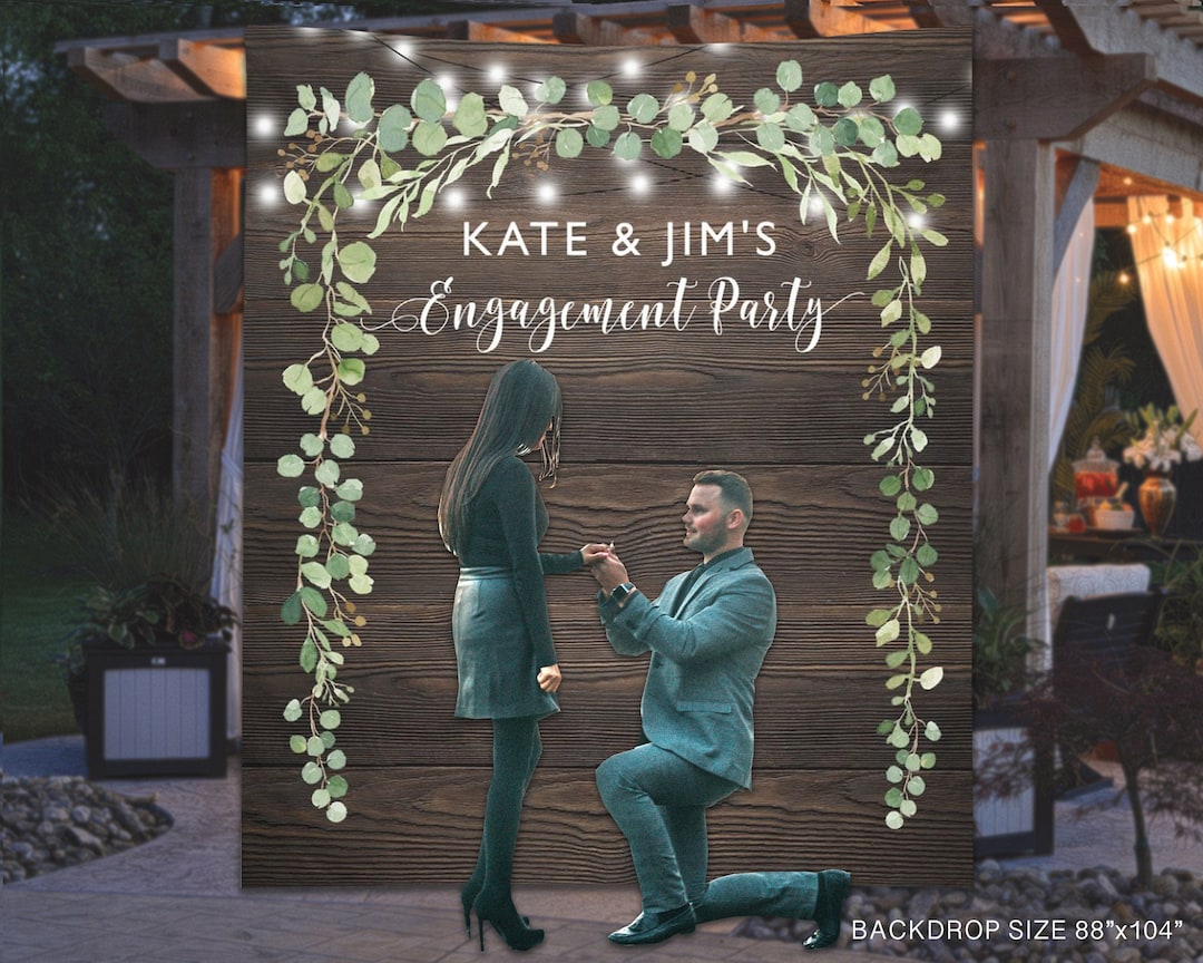 Rustic Engagement Party Photo Backdrop, Custom Greenery Wedding Shower ...