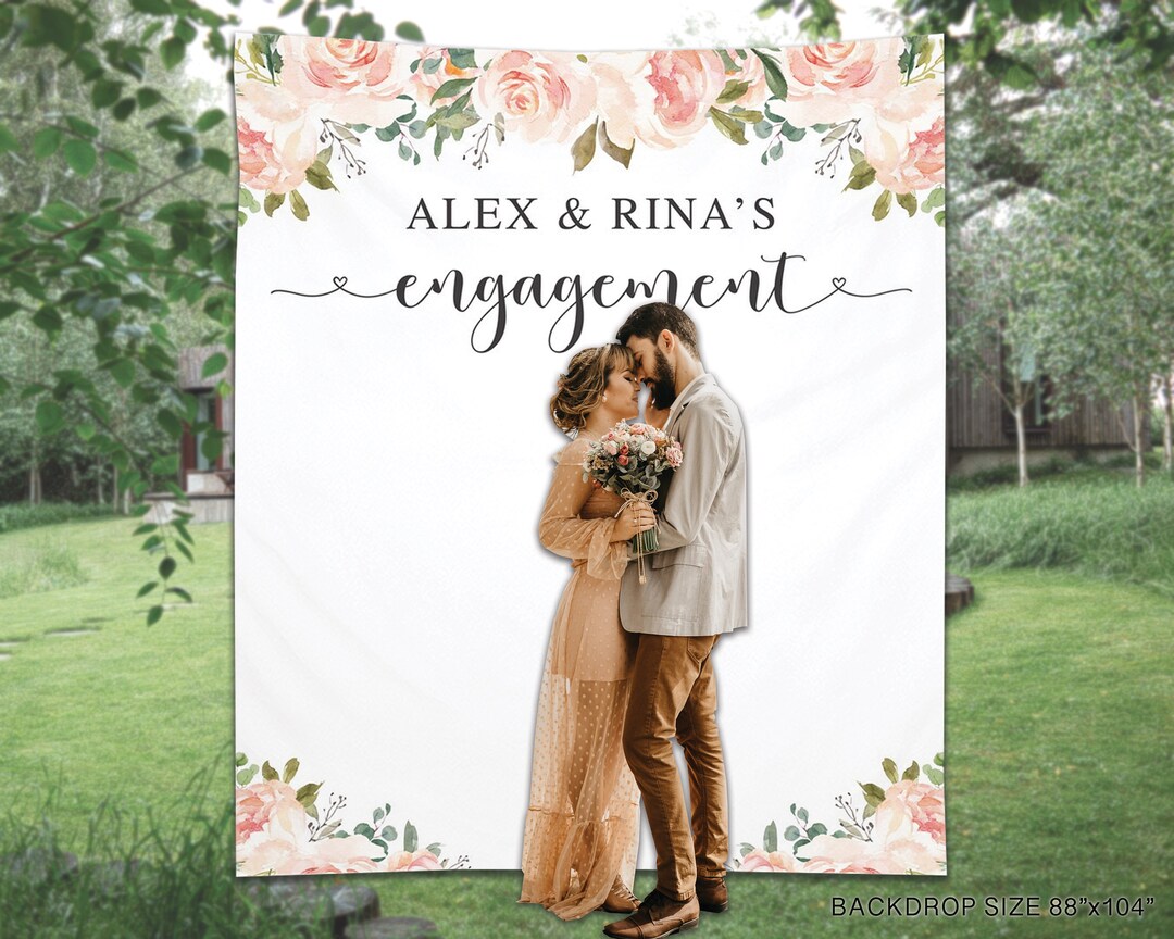 Engagement Photo Backdrop, Backyard Rustic Engagement Party Sign ...