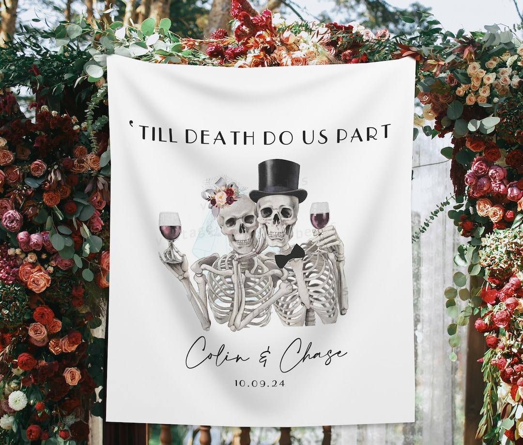 Till Death Do Us Part Wedding Backdrop, Halloween Fall Wedding Backdrop ...