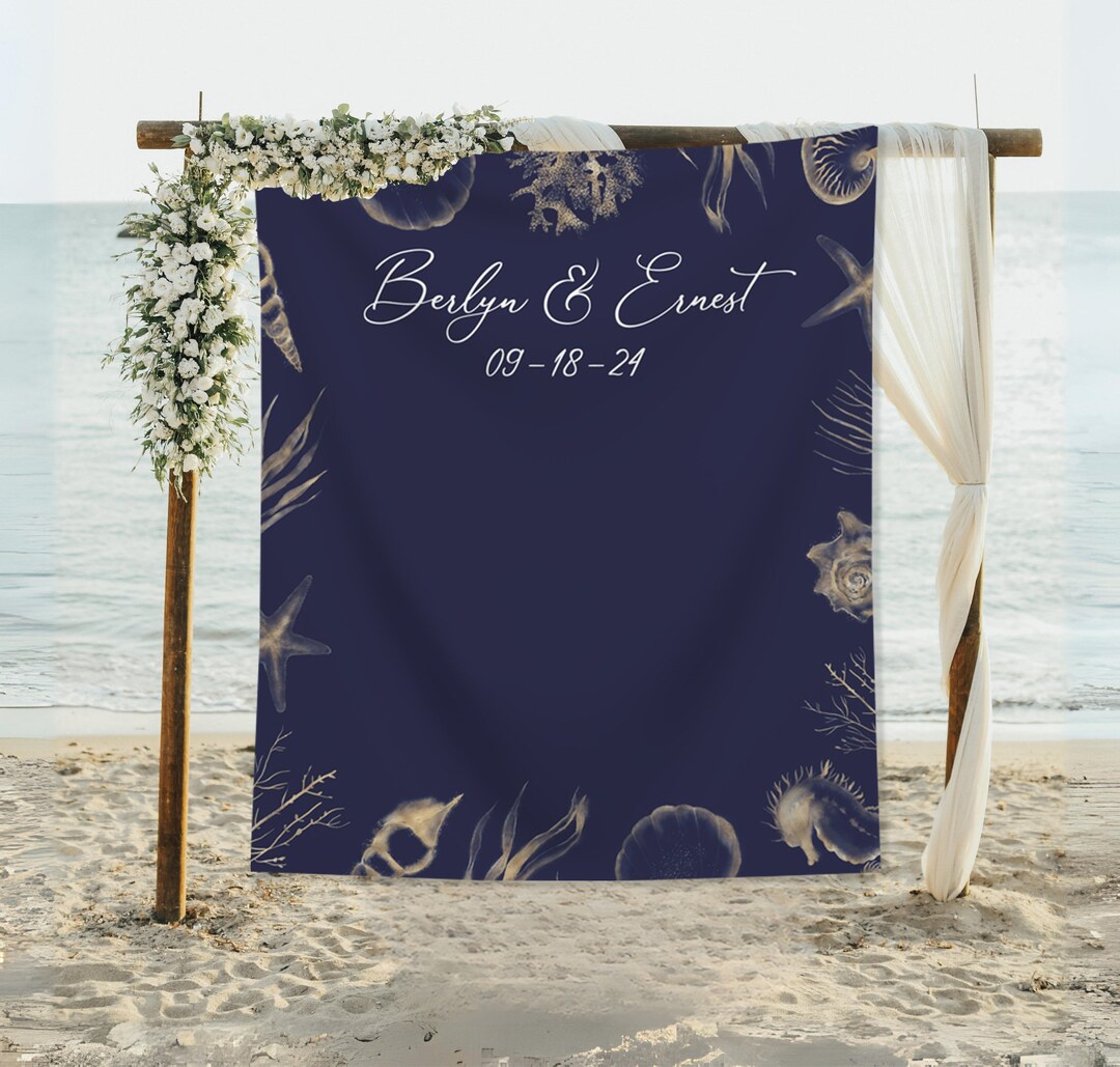 Beach Ceremony Wedding Backdrop, Underwater Theme Photo Booth ...