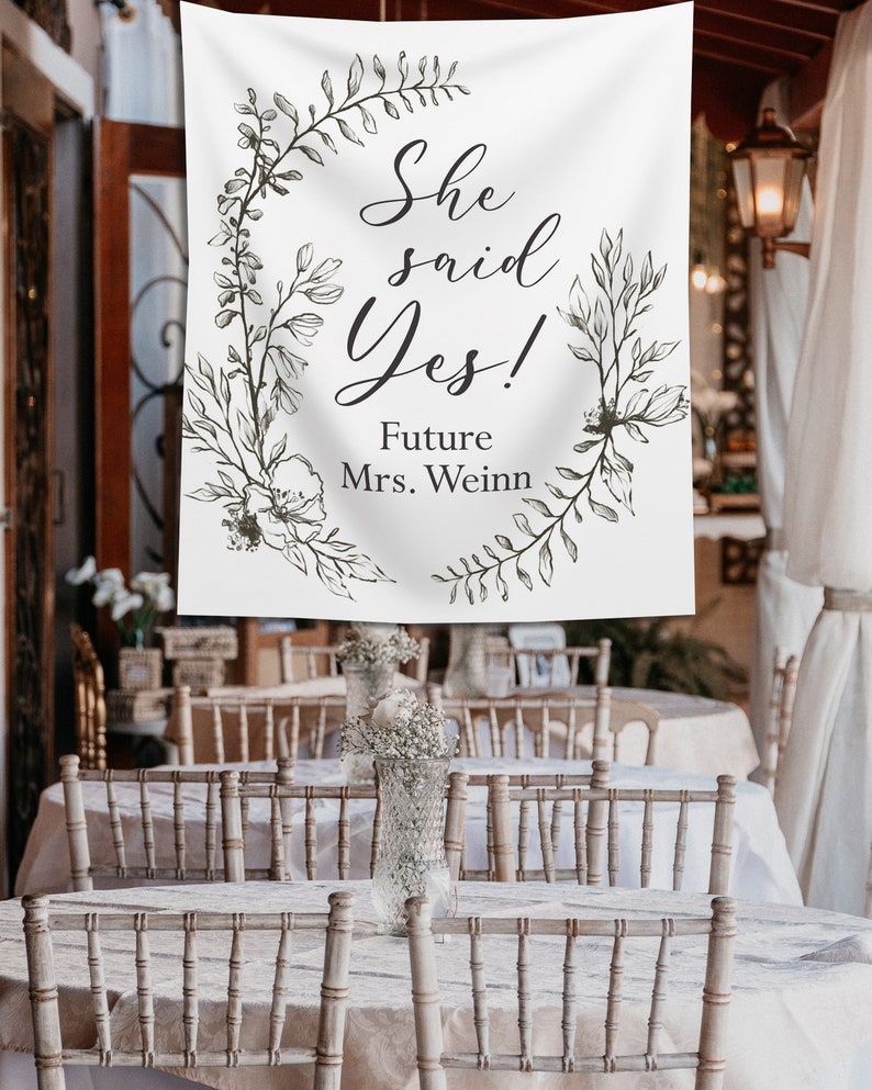 Bridal Shower Backdrop She Said Yes Banner Botanical Wild - Etsy