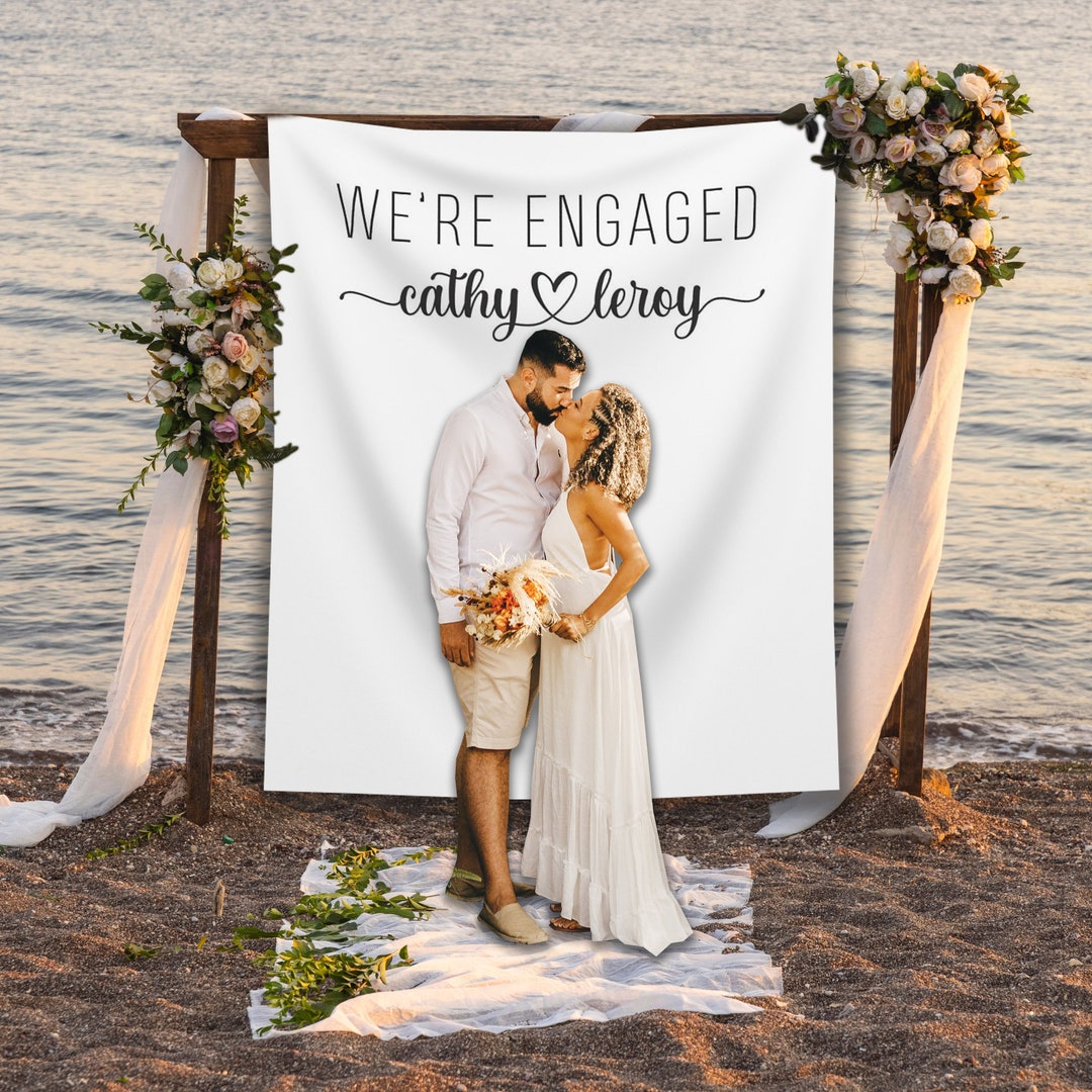 Custom Engagement Party Photo Backdrop, Rustic Wedding Shower Photo ...